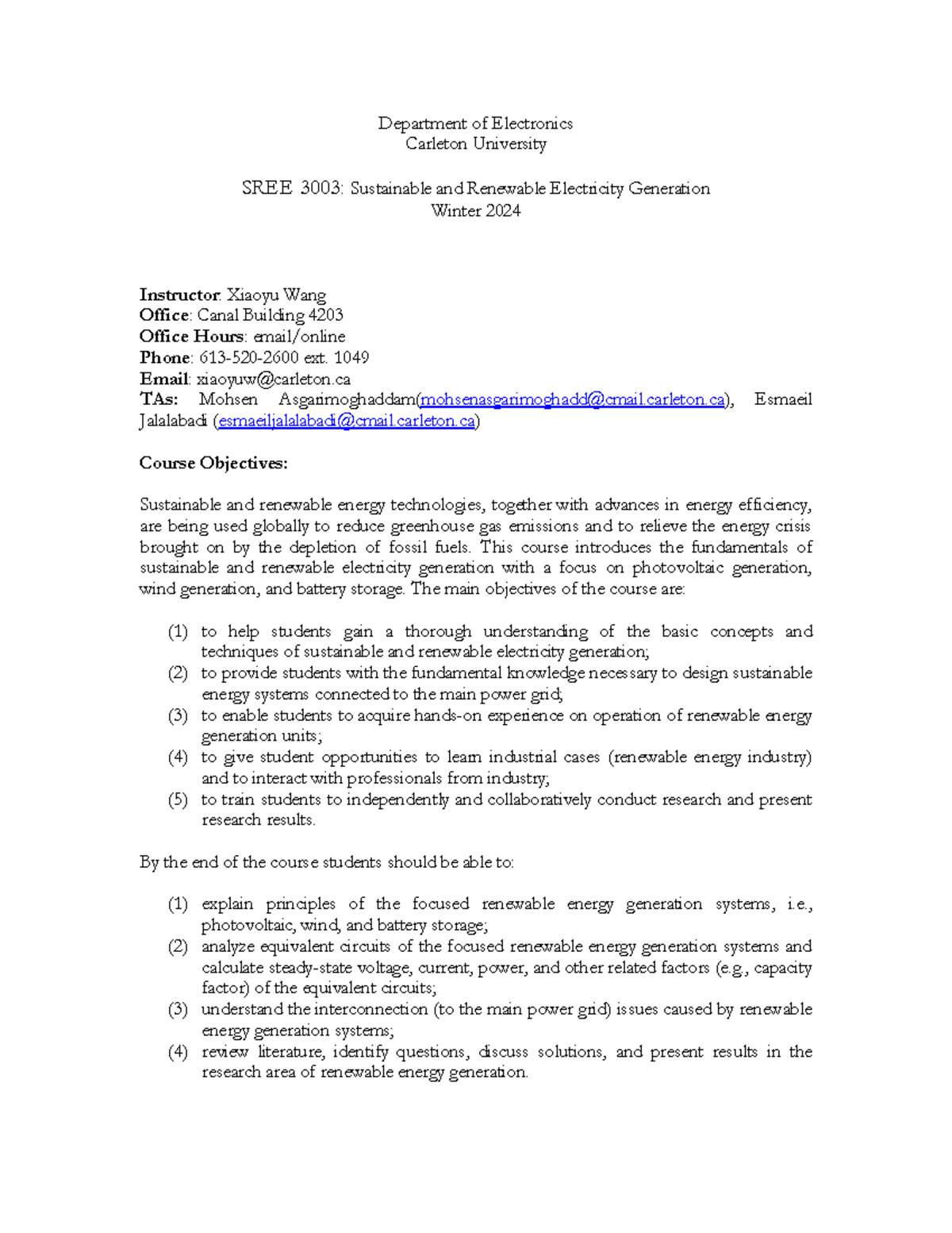 SREE3003 Syllabus 2024 - Department of Electronics Carleton University ...