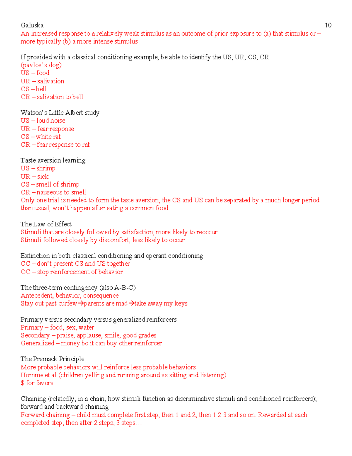 PSYC 213 Study Guide for Final Examination S23 (10) - Galuska 10 An increased response to a ...