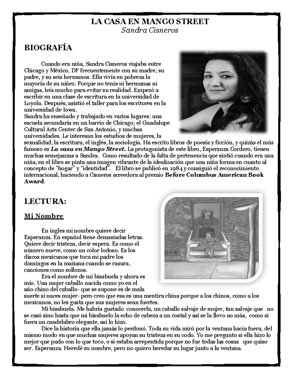 LA CASA EN Mango Street- lectura - LA CASA EN MANGO STREET Sandra ...