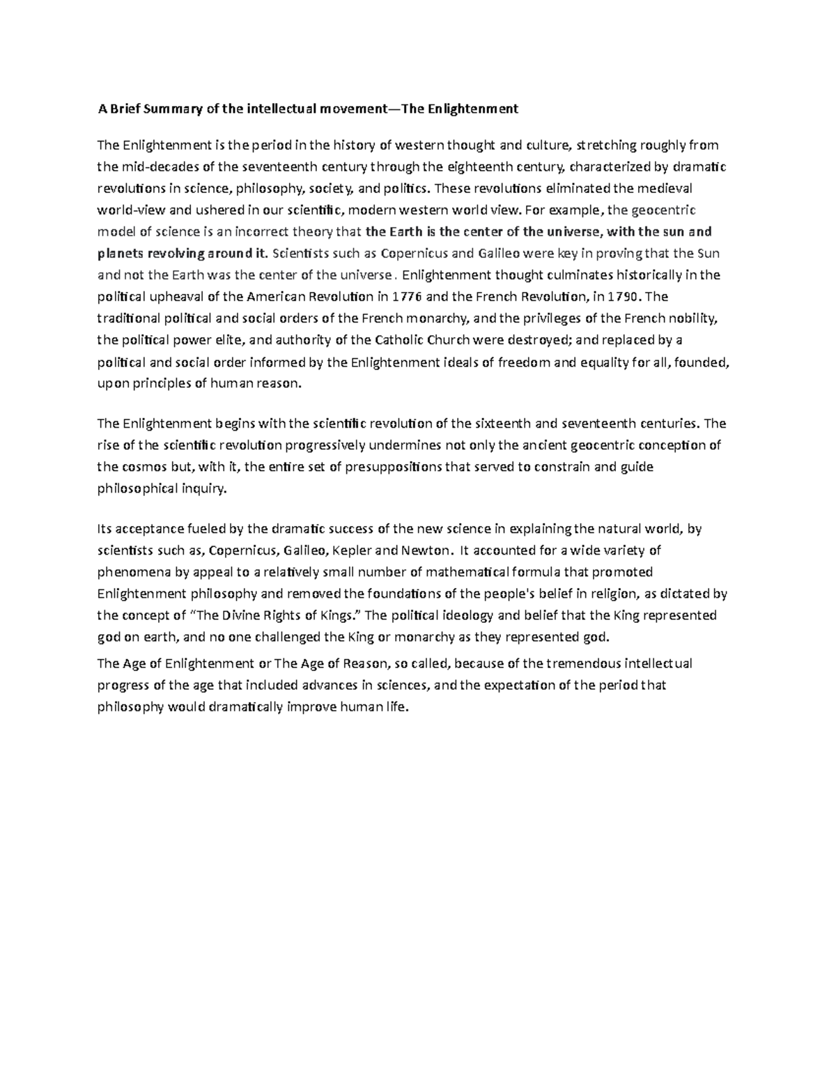 Enlightenment Summary {Sociology} - A Brief Summary of the intellectual ...