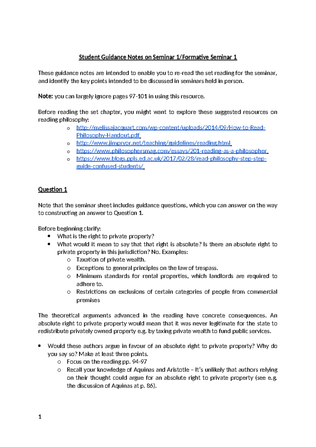 Formative Seminar 1-2 - Student Guidance Notes on Seminar 1/Formative ...