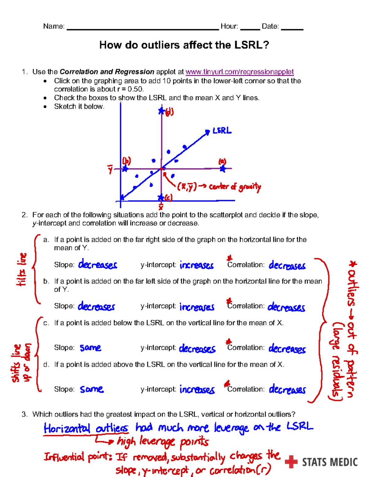 +Stats+Medic+-+Outliers+for+Scatterplots+Answer+Key - Name: Hour: Date ...