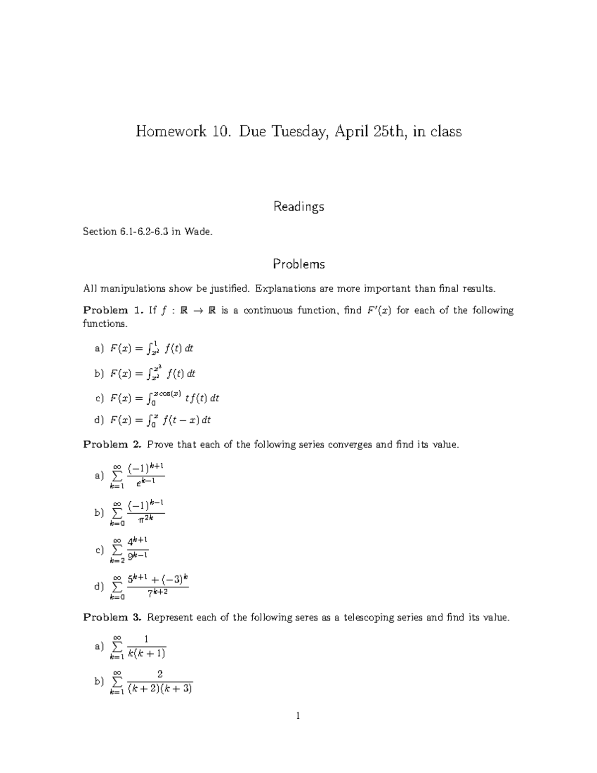 HW10 - Written proofs from class. Homework assignments show you the scope of the course ...