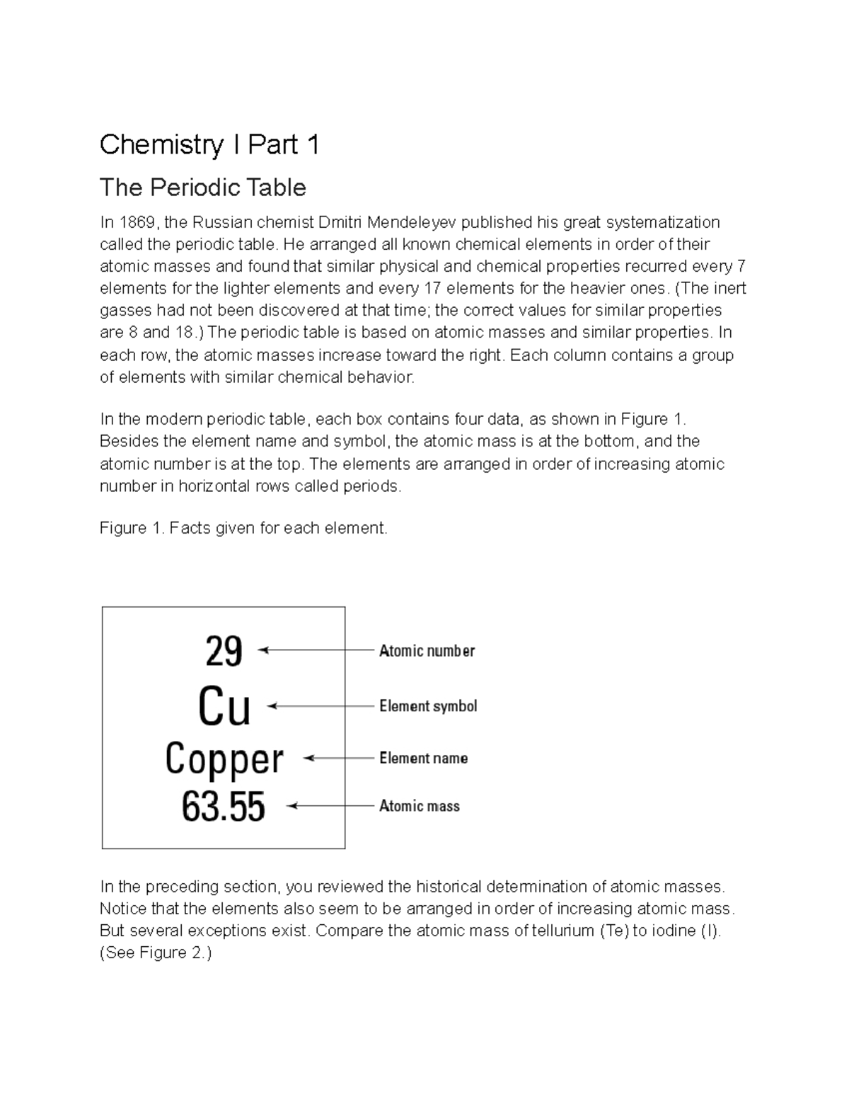 Chemistry 1410-Periodic Table, Compounds, and Chemical Bonds ...