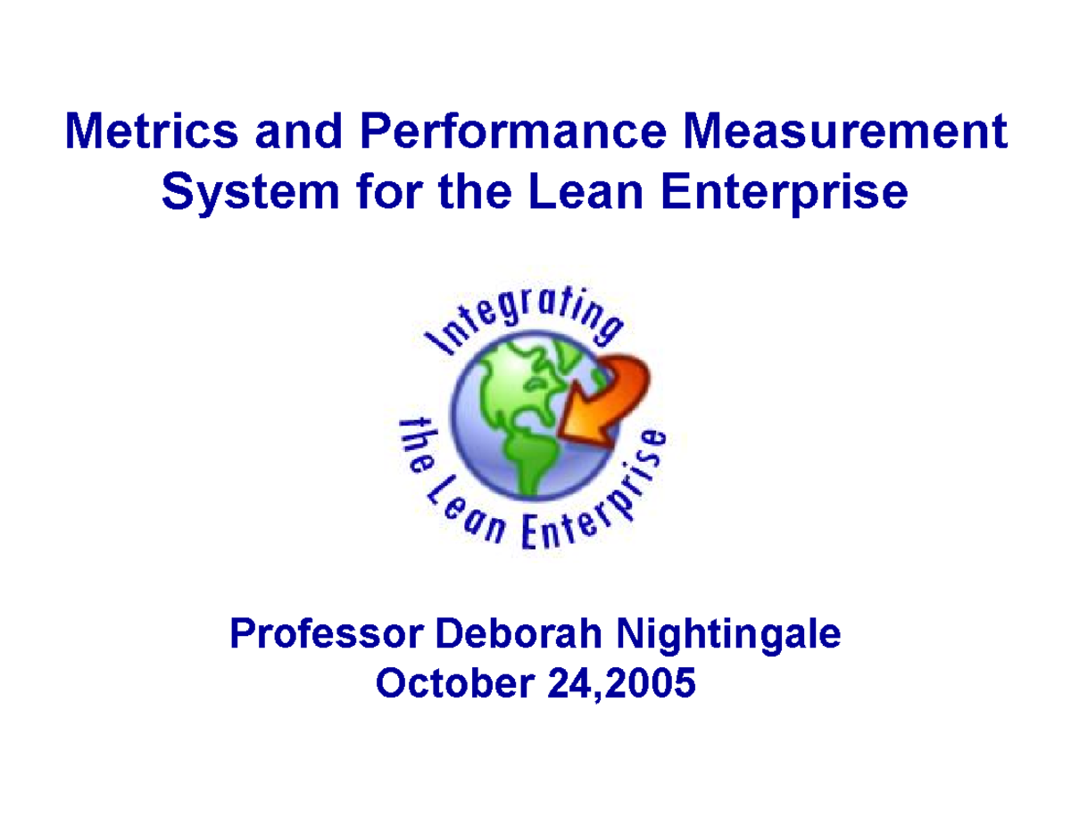 Lean Manufacturing-INDU 321-Lec M - Metrics and Performance Measurement ...