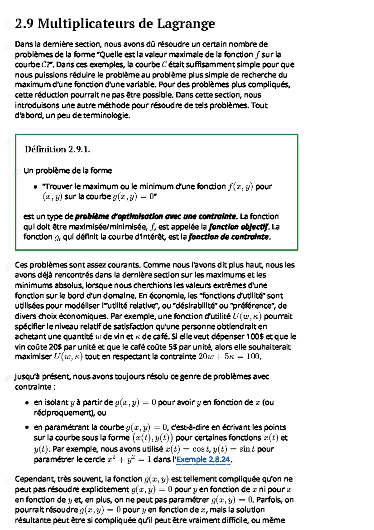 Multiplicateurs de Lagrange - Dans ces exemples, la courbe était susamment simple pour que nous ...