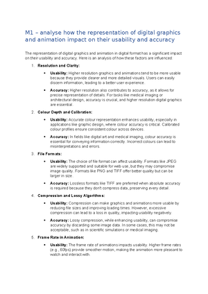 P1 - assignment 1 unit 11 - P1 - Explain the characteristics of digital ...