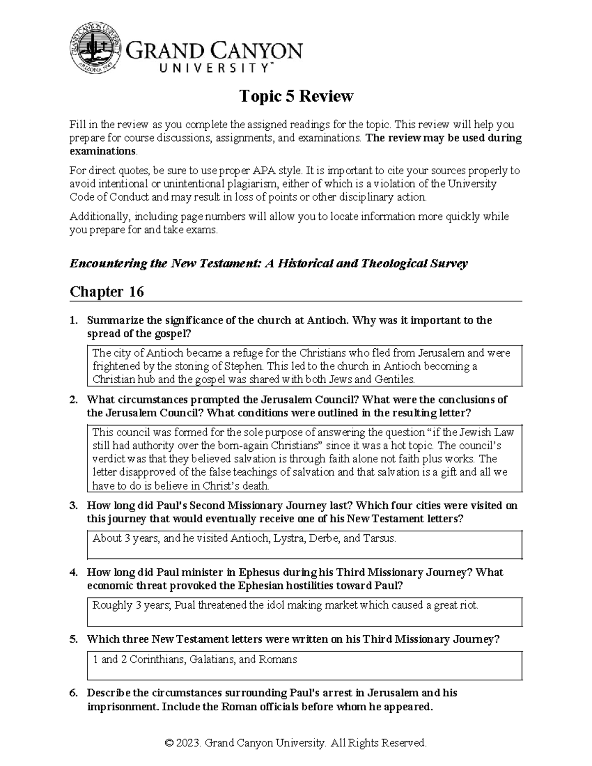 BIB-107 Topic 5 Review - Topic 5 Review Fill in the review as you ...