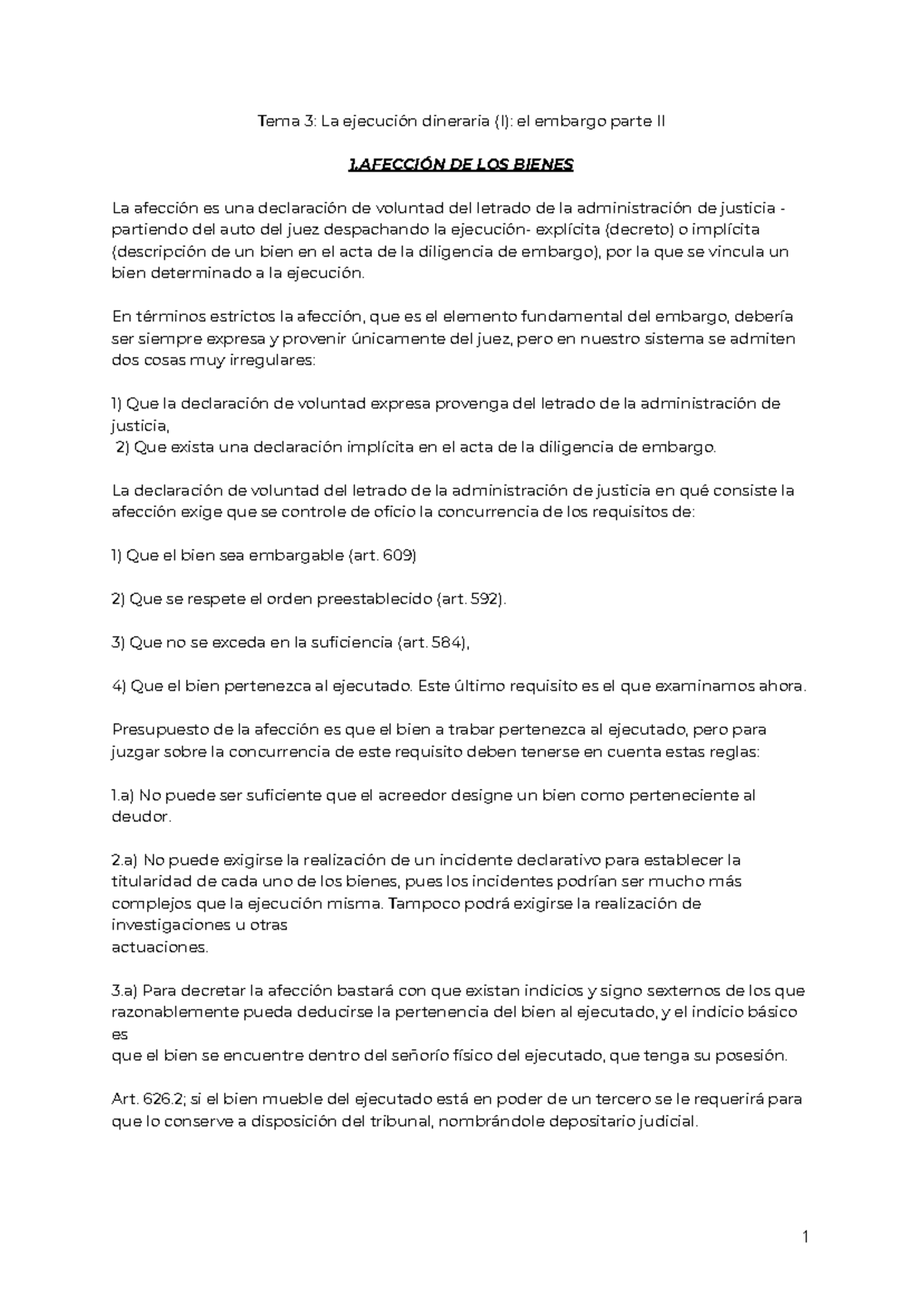 Tema 3 pc ii - Tema 3: La ejecución dineraria (I): el embargo parte II 1ÓN DE LOS BIENES La ...