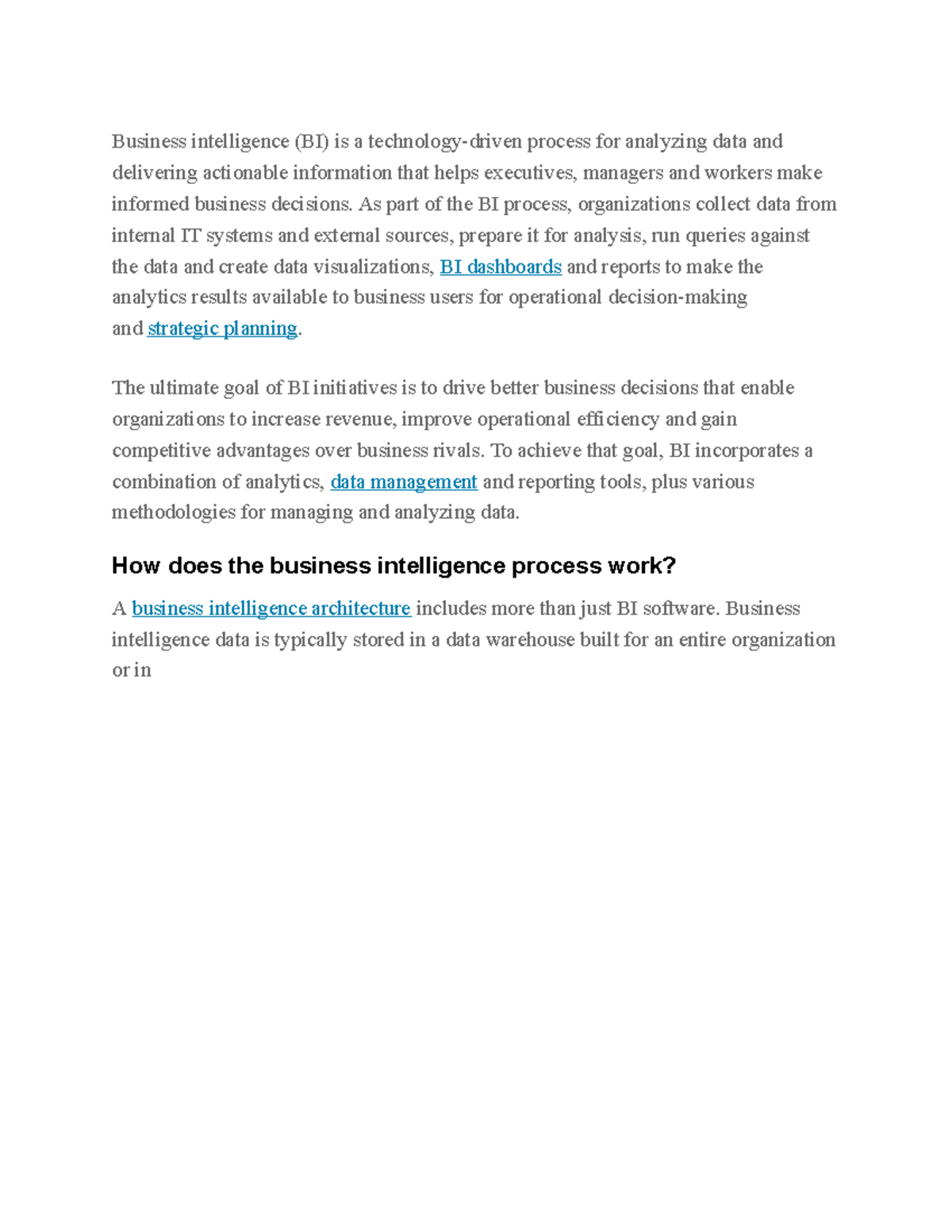 BI - SQL is a programming language used by nearly all relational databases to query, - Business ...
