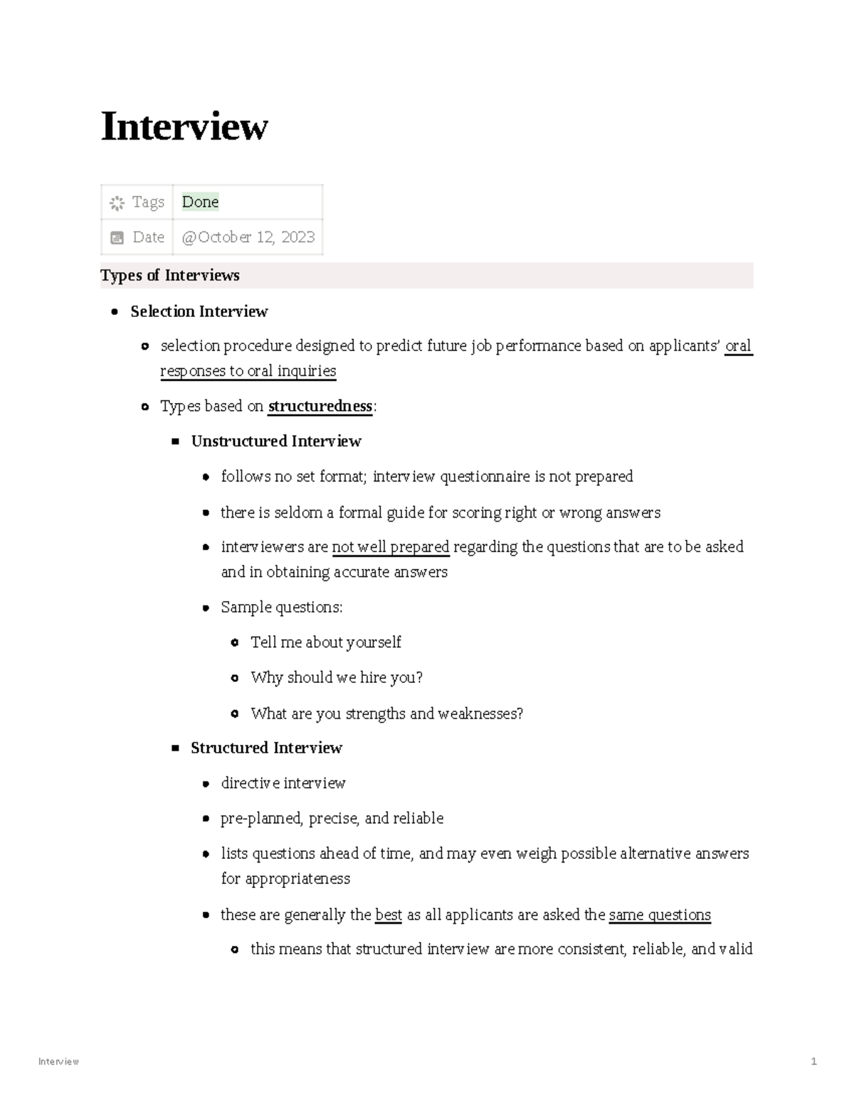 (Supplement) Interview - Interview Tags Done Date Types of Interviews ...