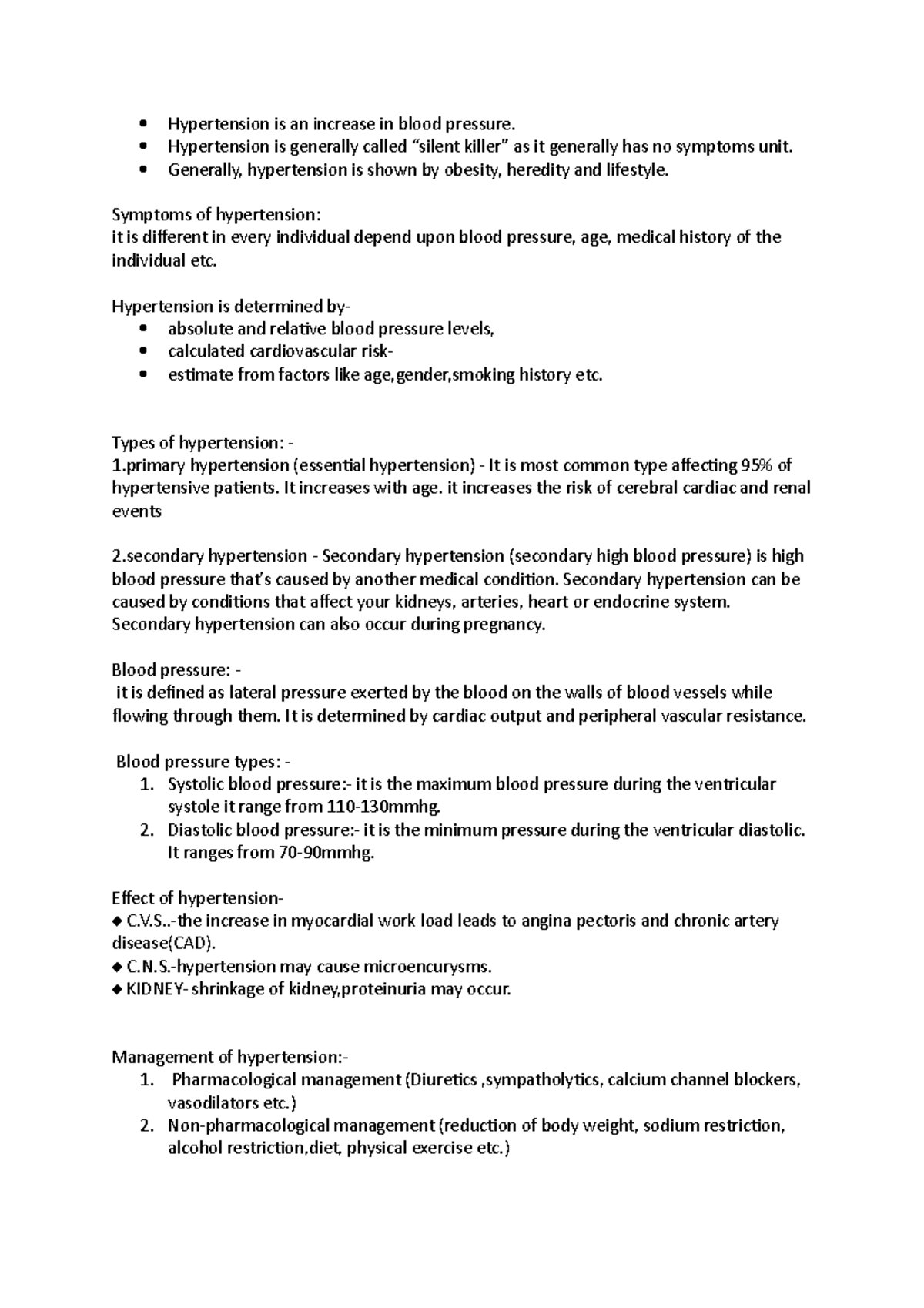 Hypertension - NURS3101 - Flinders - Studocu