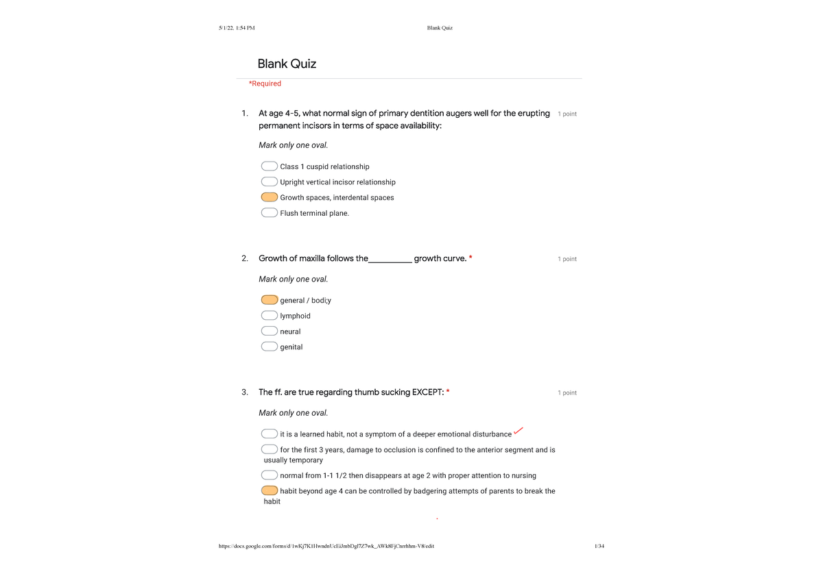 RB Review Ortho PEDO MOCK Answer KEY - : ³ T _ ³ I 0 I - Studocu