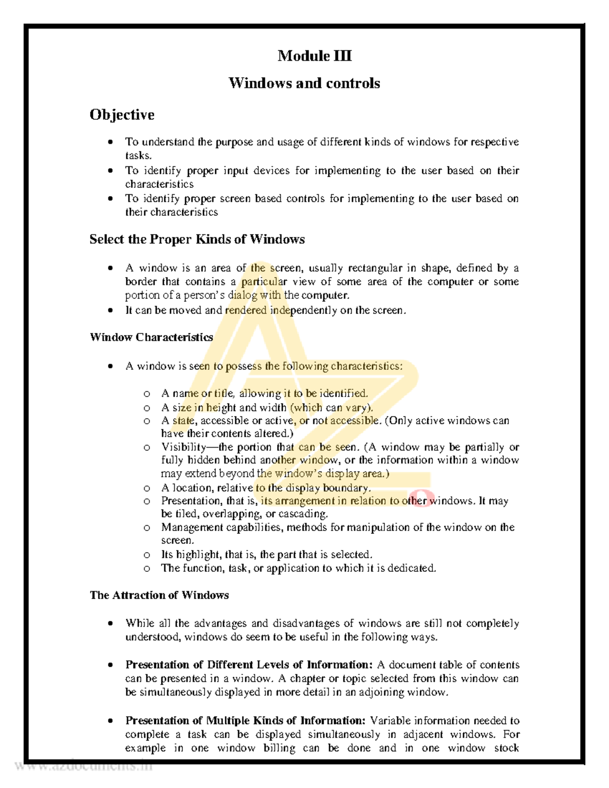 UID Mod3@Az Documents - notes - Module III Windows and controls ...