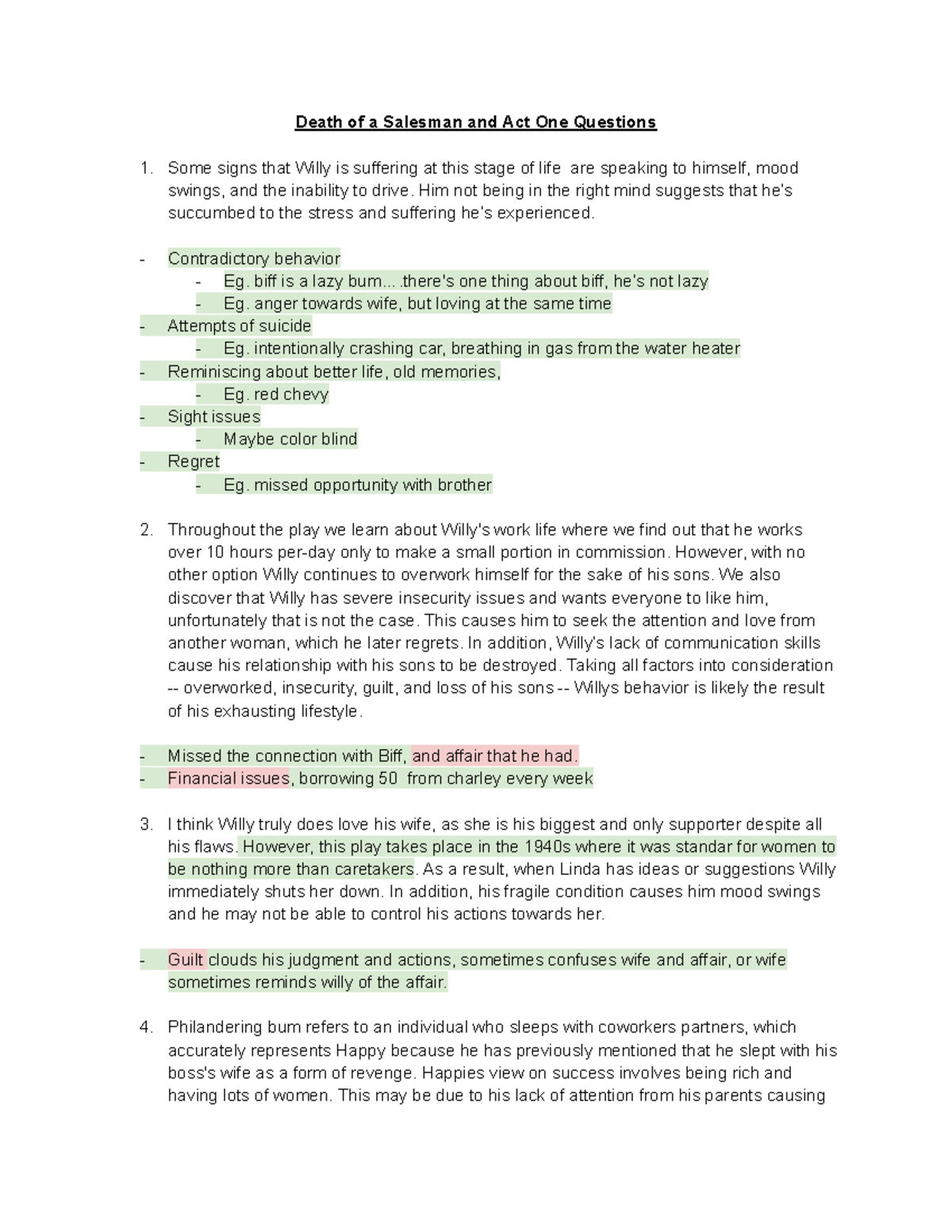 Death of a Salesman and Act two Questions - Death of a Salesman and Act ...