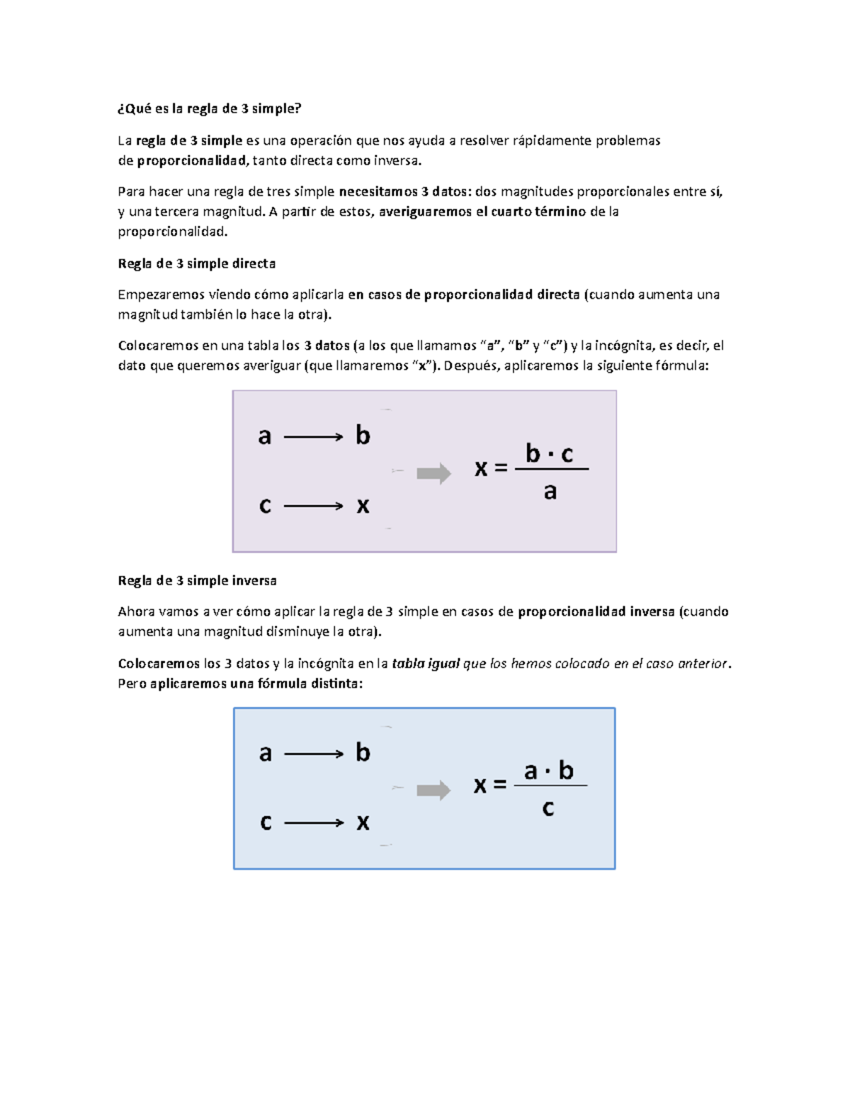 Regla de 3 - Matemáticas - ¿Qué es la regla de 3 simple? La regla de 3 ...