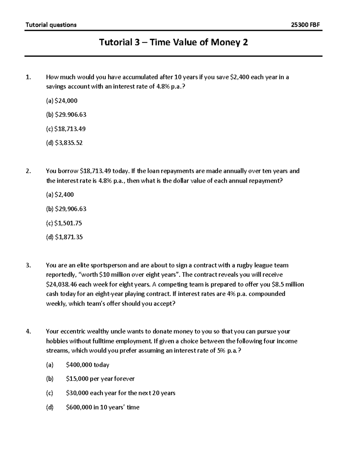 FBF ICQ 3-1 Tutorial Questions - 025300 - Studocu