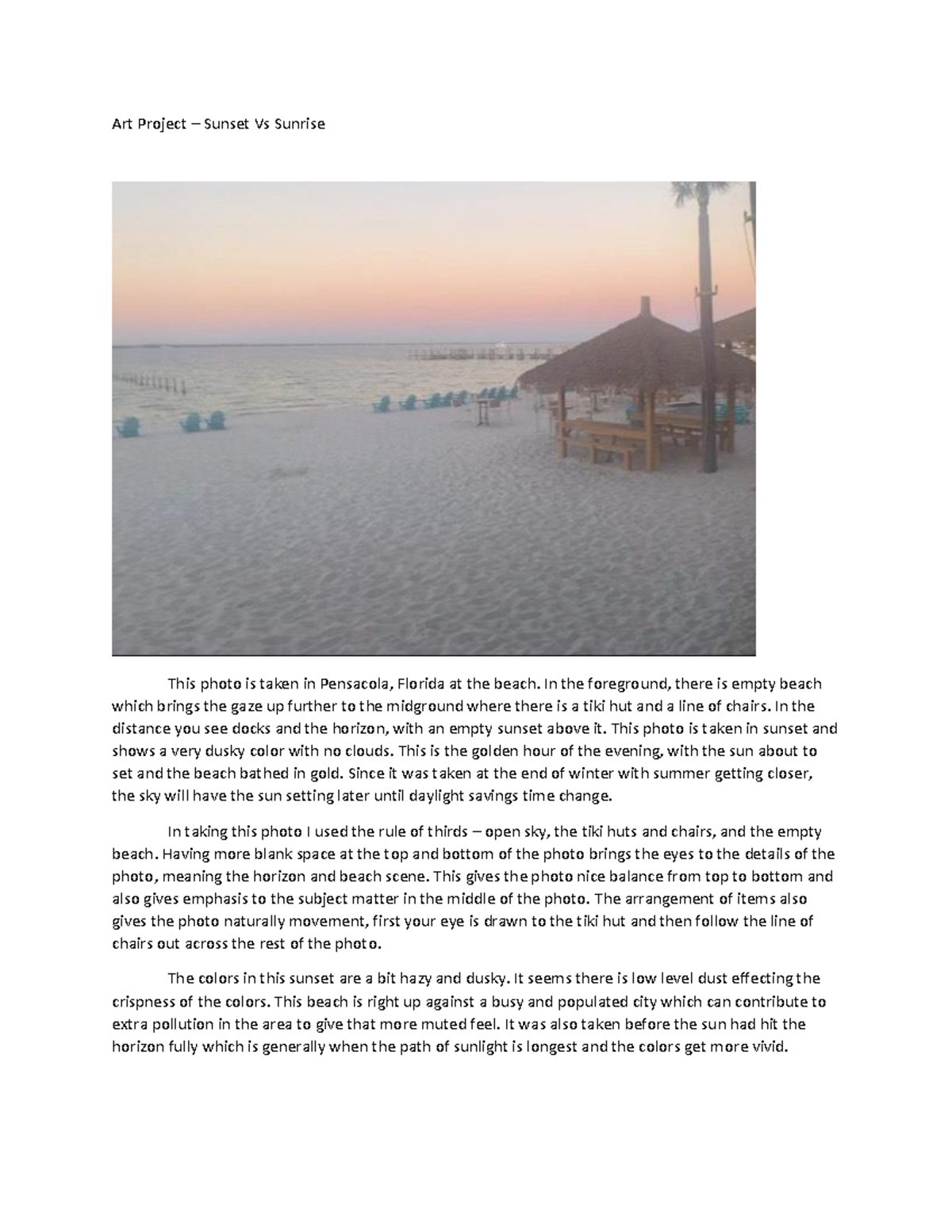 Art Project PDF - Art Project – Sunset Vs Sunrise This photo is taken ...