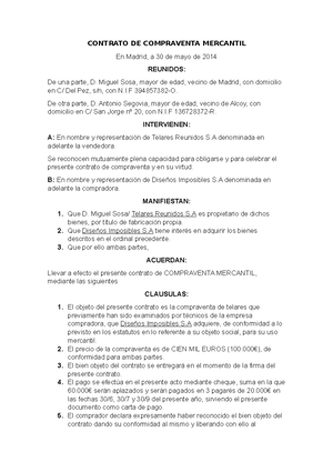 Práctica para redactar contrato compraventa - Práctica para redactar ...