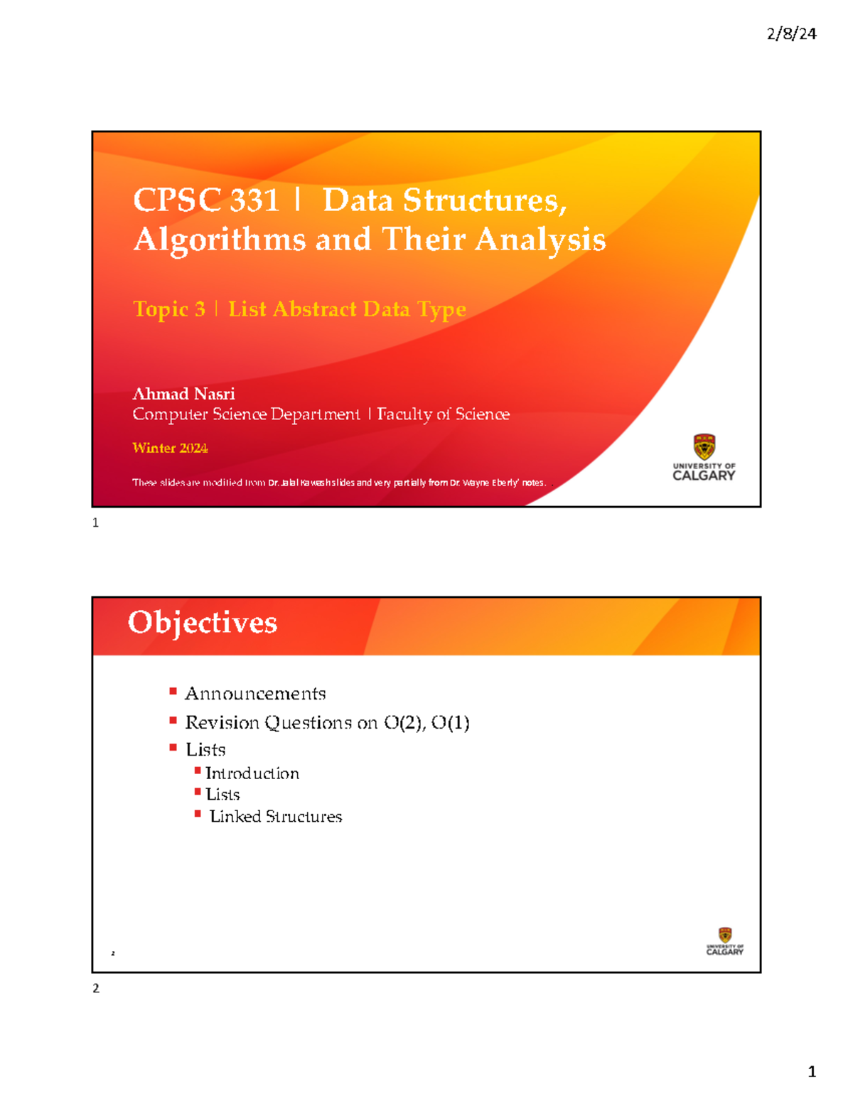 3 - Lists - GOOD LECTURE NOTES - CPSC 331 | Data Structures, Algorithms ...