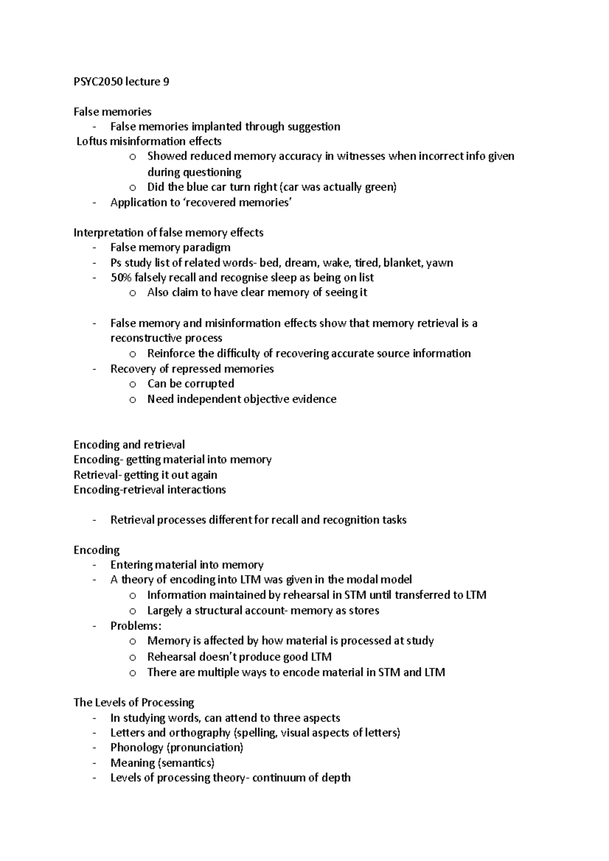 PSYC2050 lecture 9 - PSYC2050 - UQ - Studocu