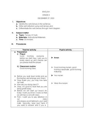 Lesson Plan Elements of Story - GRADE 8 DAILY LESSON PLAN Region XI ...