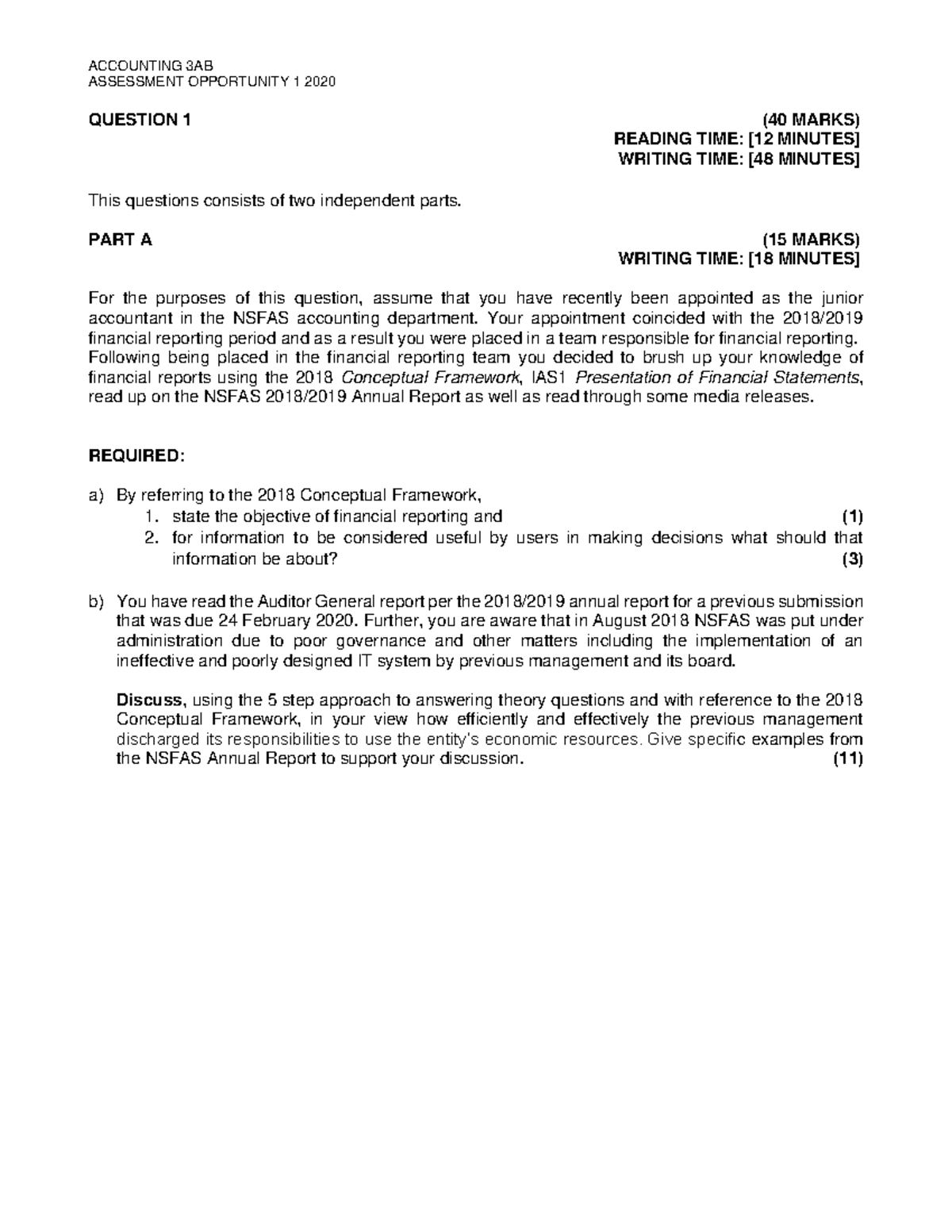 Q1 AO1 2020 CF and PPE updated - ACCOUNTING 3AB ASSESSMENT OPPORTUNITY ...