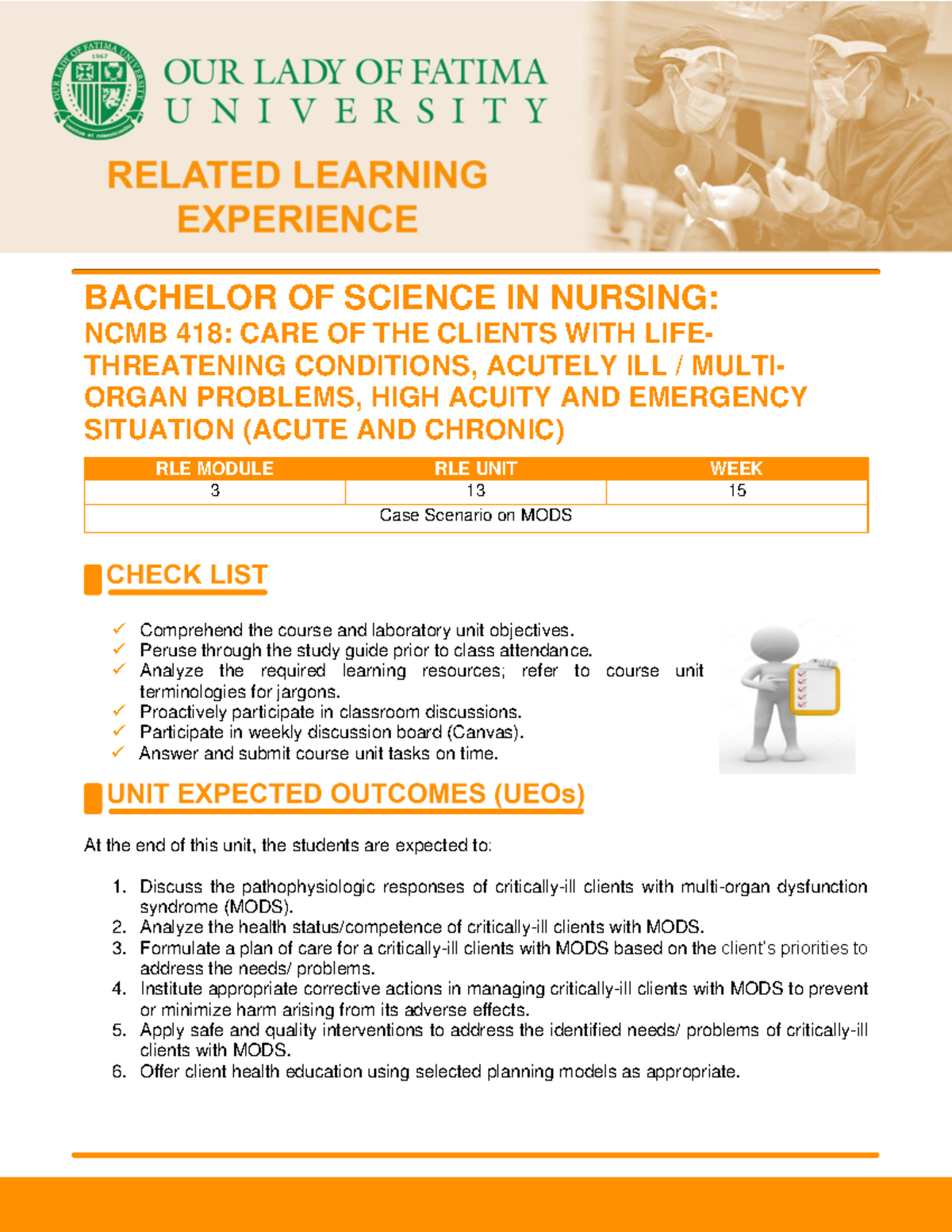 418RLE-M3-RU13 Case Scenario on MODS - BACHELOR OF SCIENCE IN NURSING ...