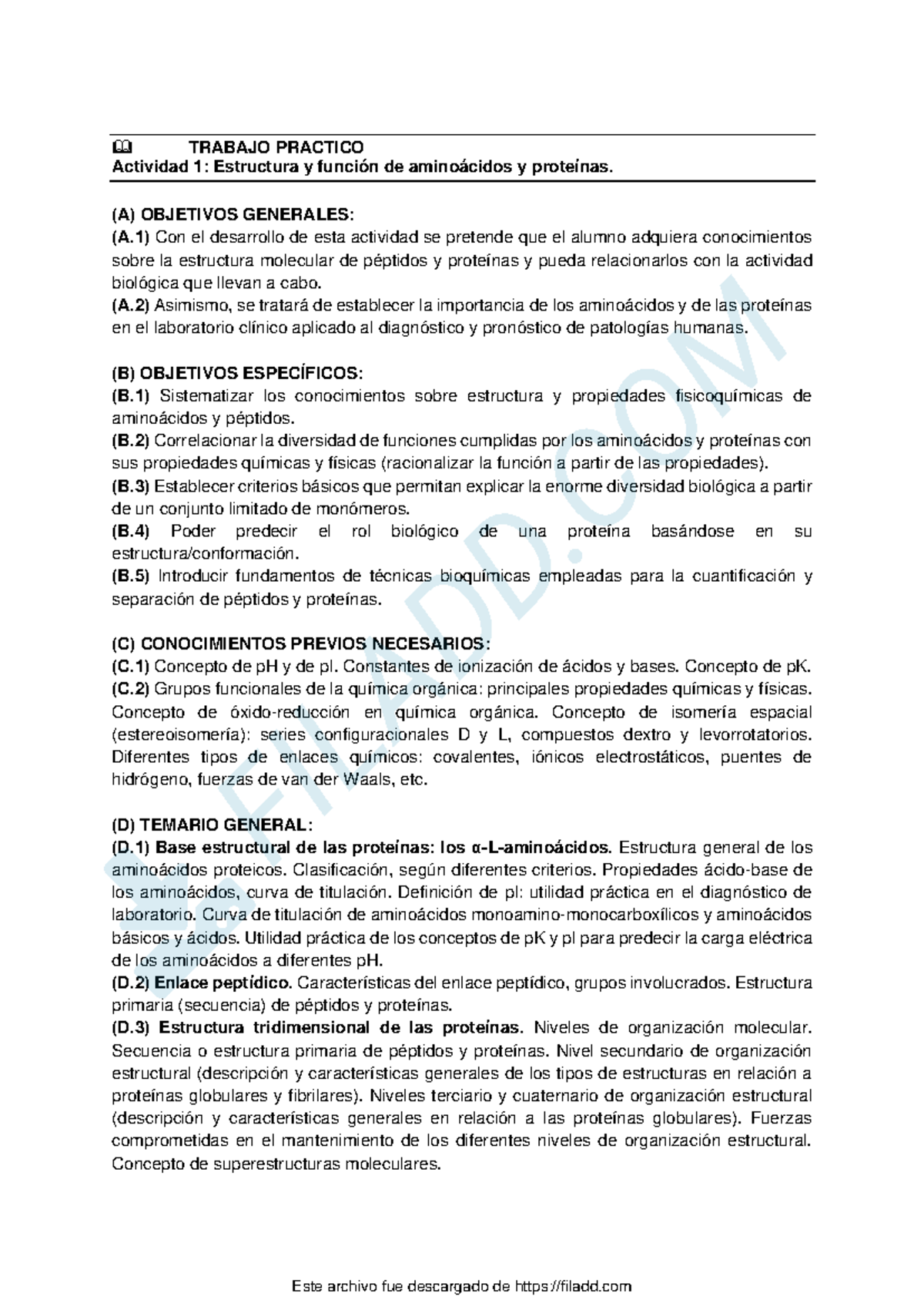 TP N1 AA y P 2022 1 - TRABAJO PRACTICO Actividad 1: Estructura y función de aminoácidos y - Studocu