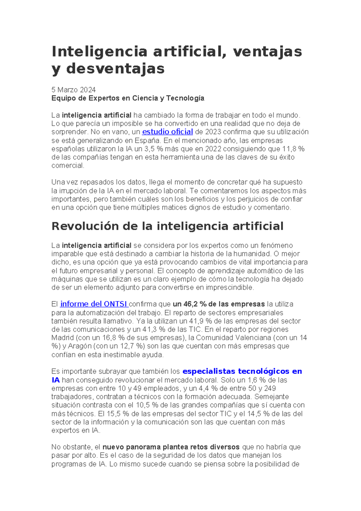 PROS Y Contras DE LA IA - Inteligencia artificial, ventajas y ...