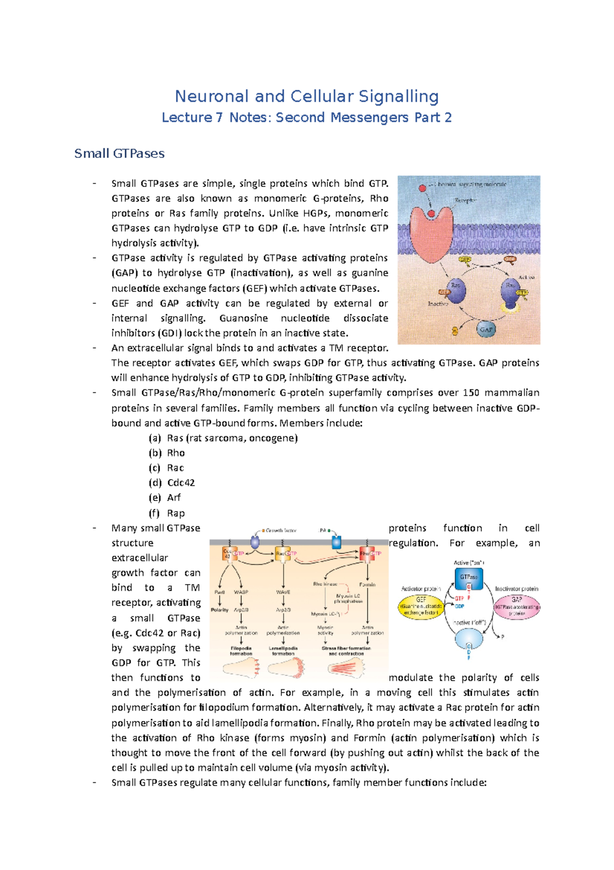 Lecture 7 Notes Second Messengers Part 2 Neuronal And Cellular Signalling Lecture 7 Notes