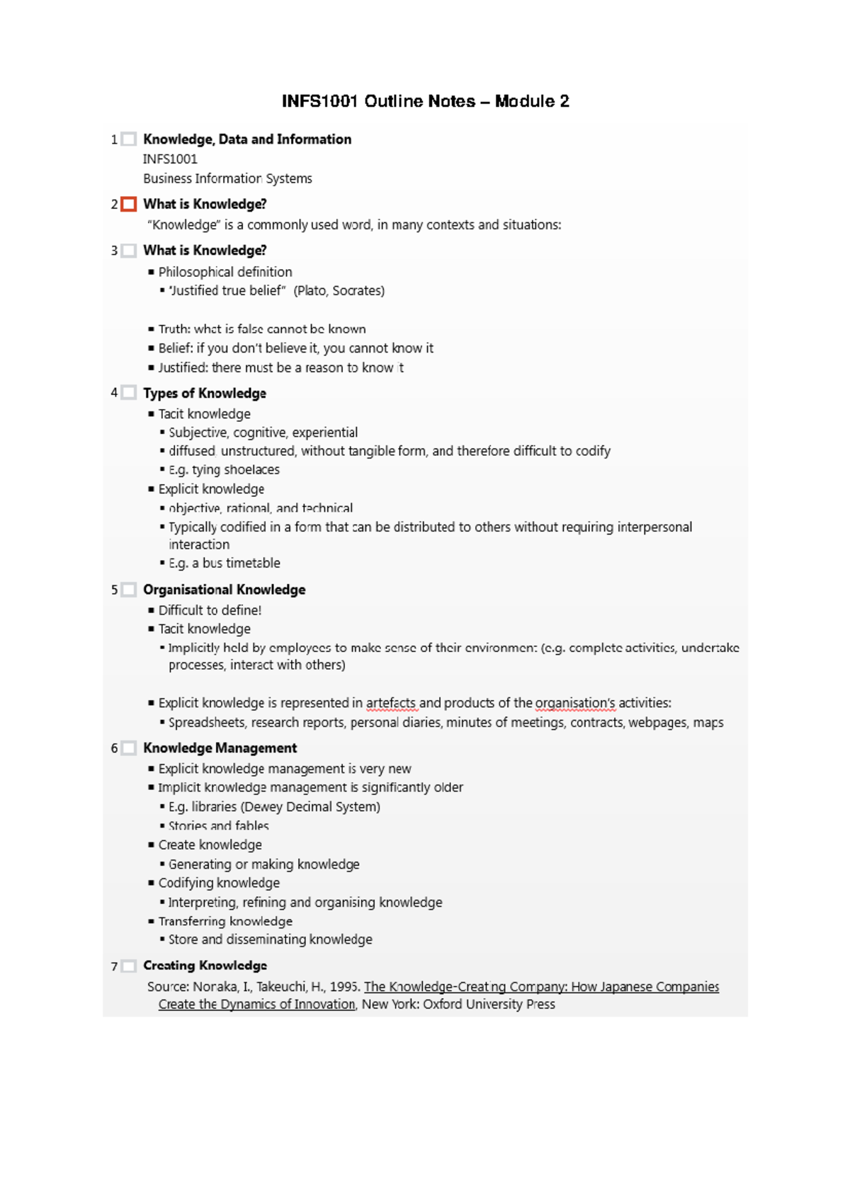 M2 - INFS1001 Outline Notes - INFS7004 - INFS1001 Outline Notes ...