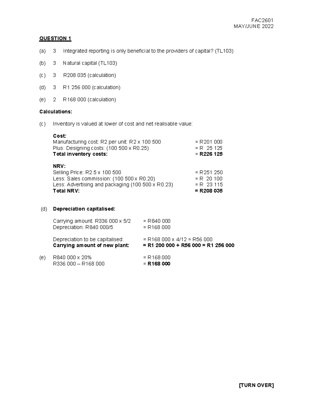 FAC2601 May June2022 Solution for Q1 AND Q2 - MAY/JUNE 2022 QUESTION 1 ...