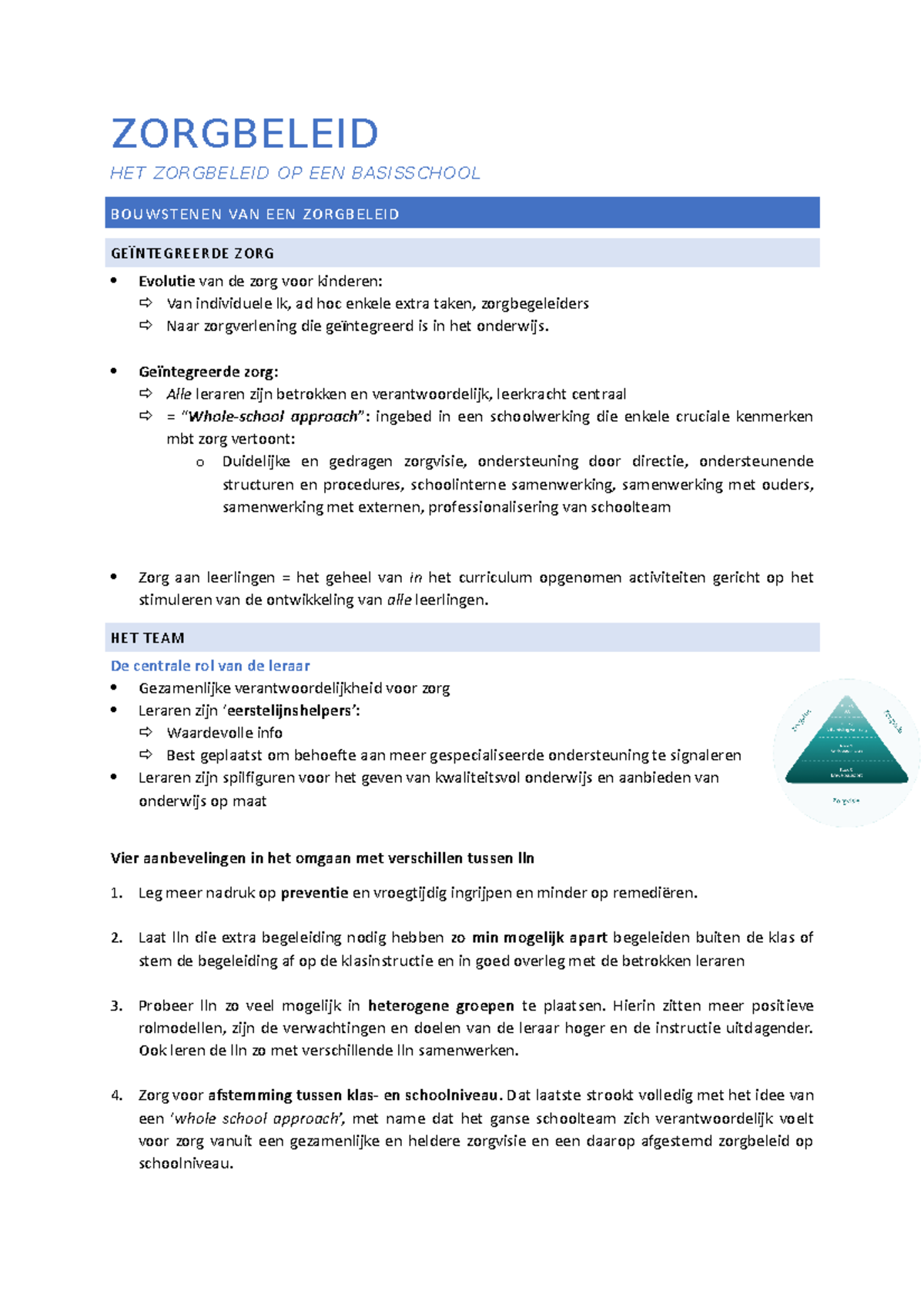 Zorgbeleid op een basisschool - ZORGBELEID HET ZORGBELEID OP EEN BASISSCHOOL BOUWSTENEN VAN EEN ...