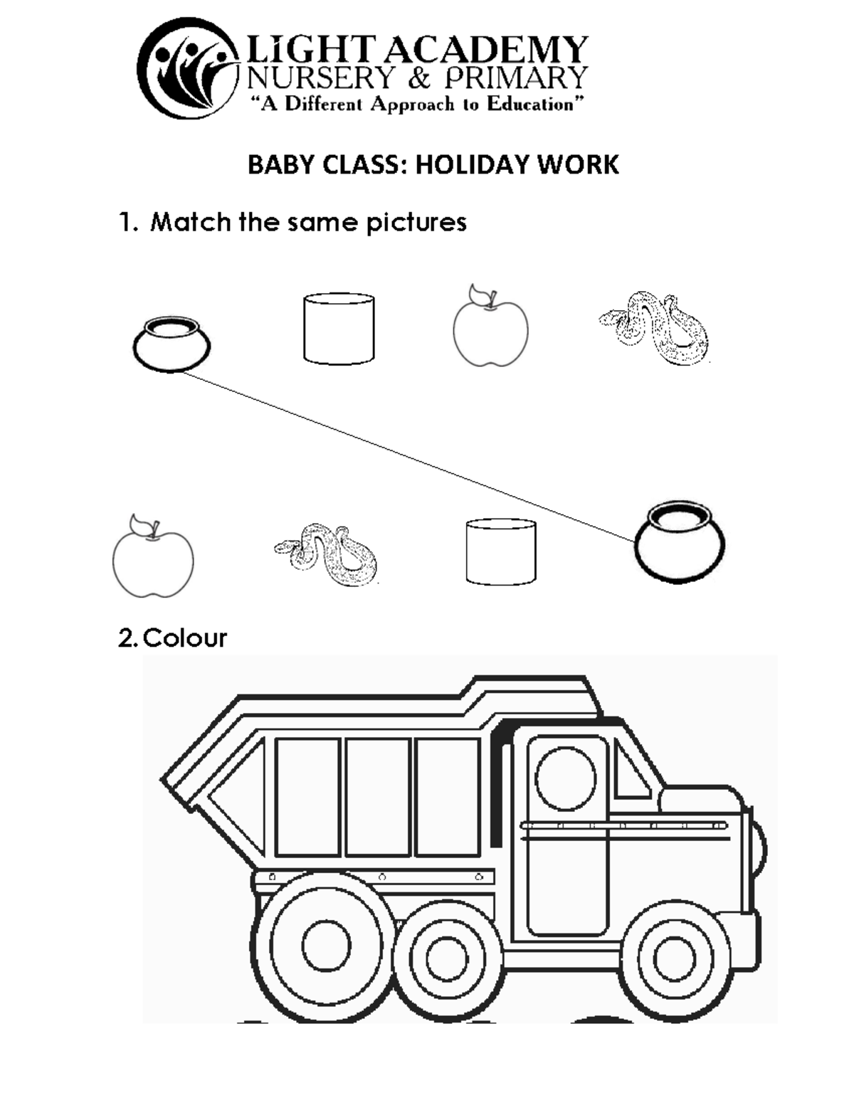 BABY- Class-converted - Education - BABY CLASS: HOLIDAY WORK 1. Match ...