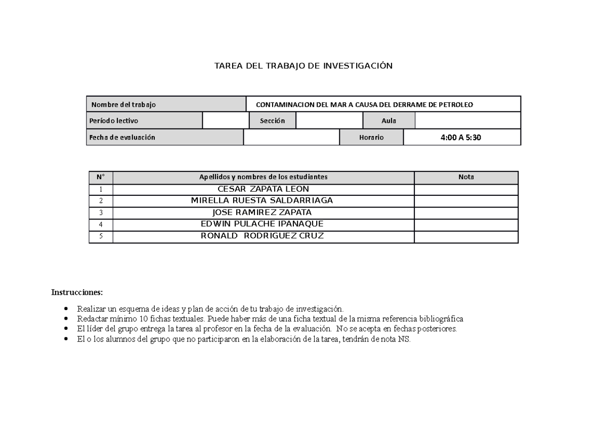Tarea DEL Trabajo DE Investigación Edede - TAREA DEL TRABAJO DE ...