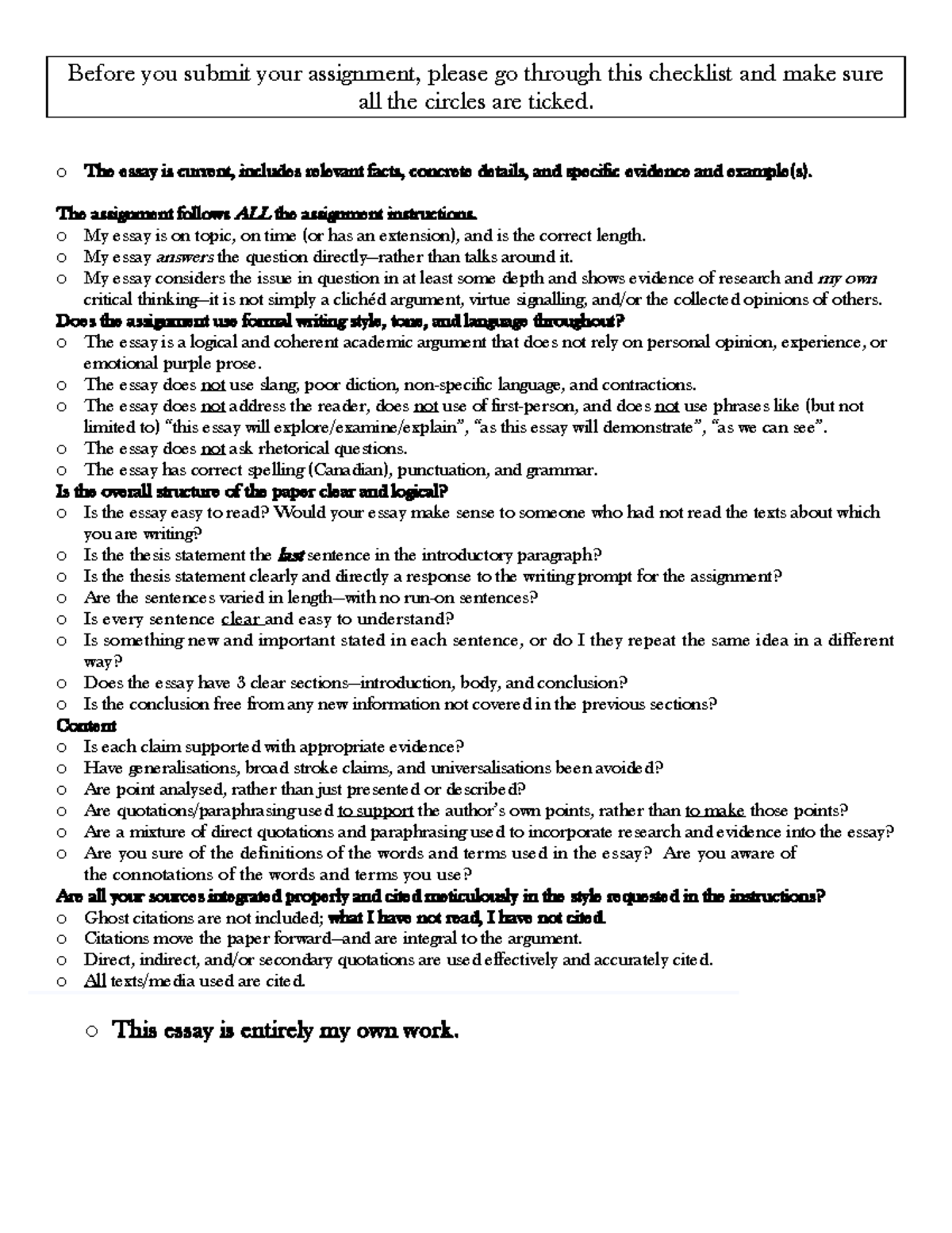 GRSJ Essay checklist - Before you submit your assignment, please go ...