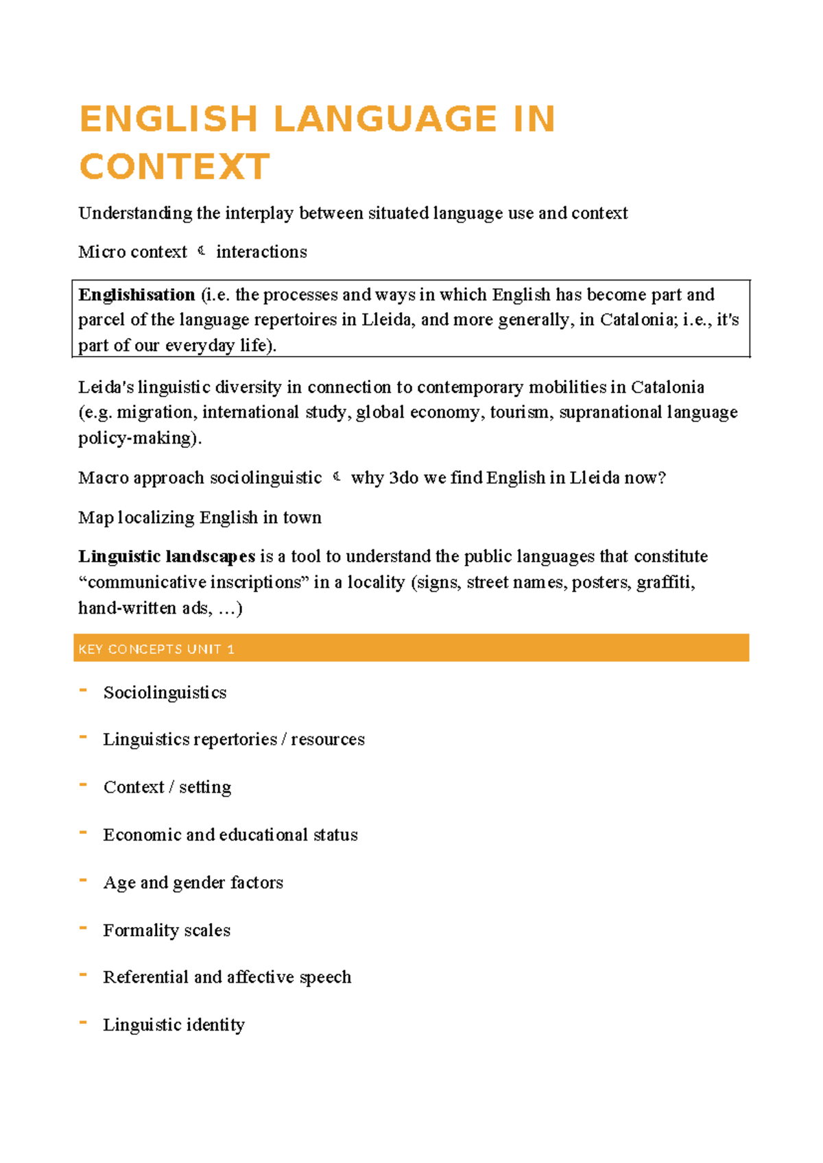 English language in context - ENGLISH LANGUAGE IN CONTEXT Understanding the interplay between ...