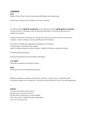 Accounting and Control Outline - Rebecca Barros ACCT 332 Professor ...
