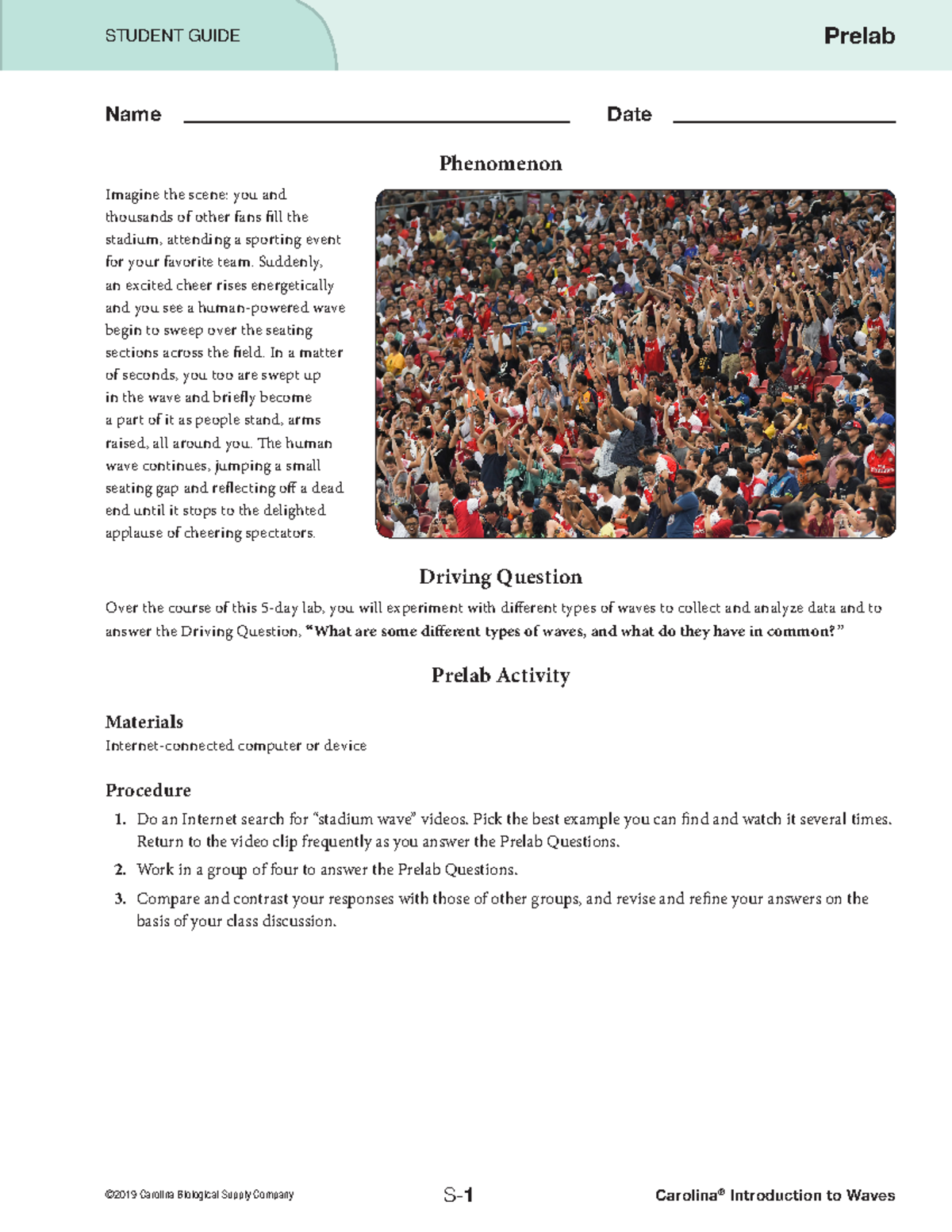 Waves Activity Guide - Phenomenon Imagine the scene: you and thousands ...