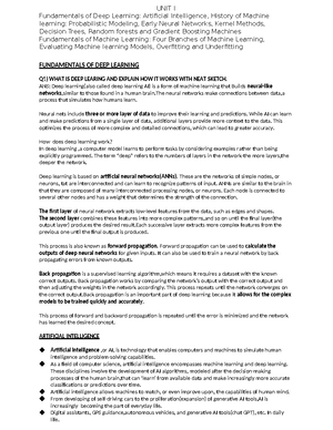 Deep Learning Unit - 1 - As you want to need the material. - Deep Learning (Unit 1) Fundamentals ...