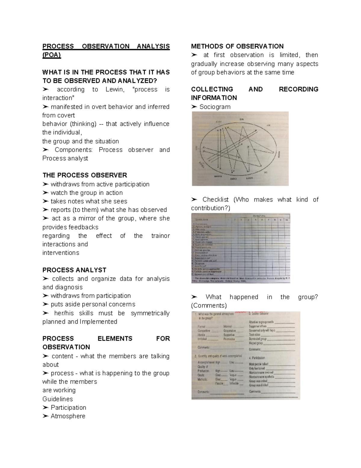 Group Dynamics Midterm Reviewer - PROCESS OBSERVATION ANALYSIS (POA ...
