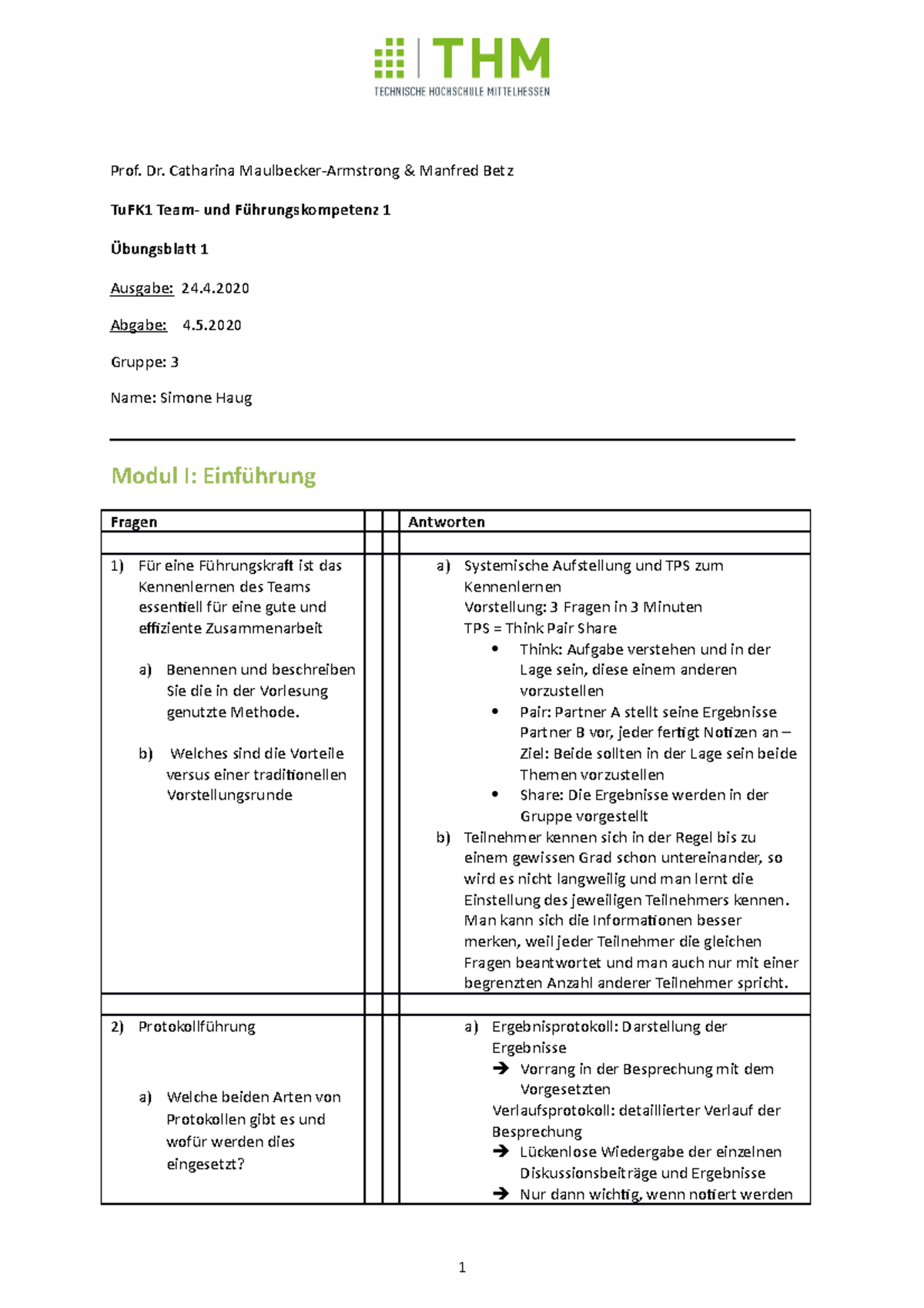 TuFK - Übungsblatt 1 - Prof. Dr. Catharina Maulbecker-Armstrong ...