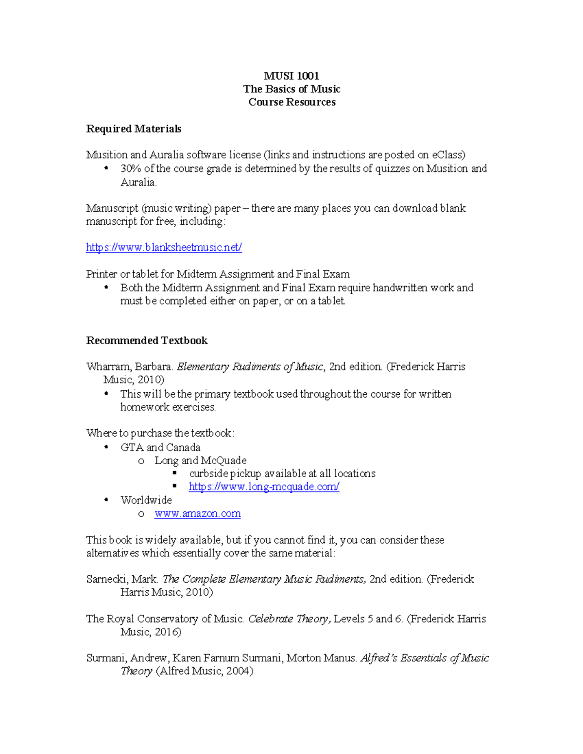 Course Resources - MUSI 1001 The Basics of Music Course Resources ...