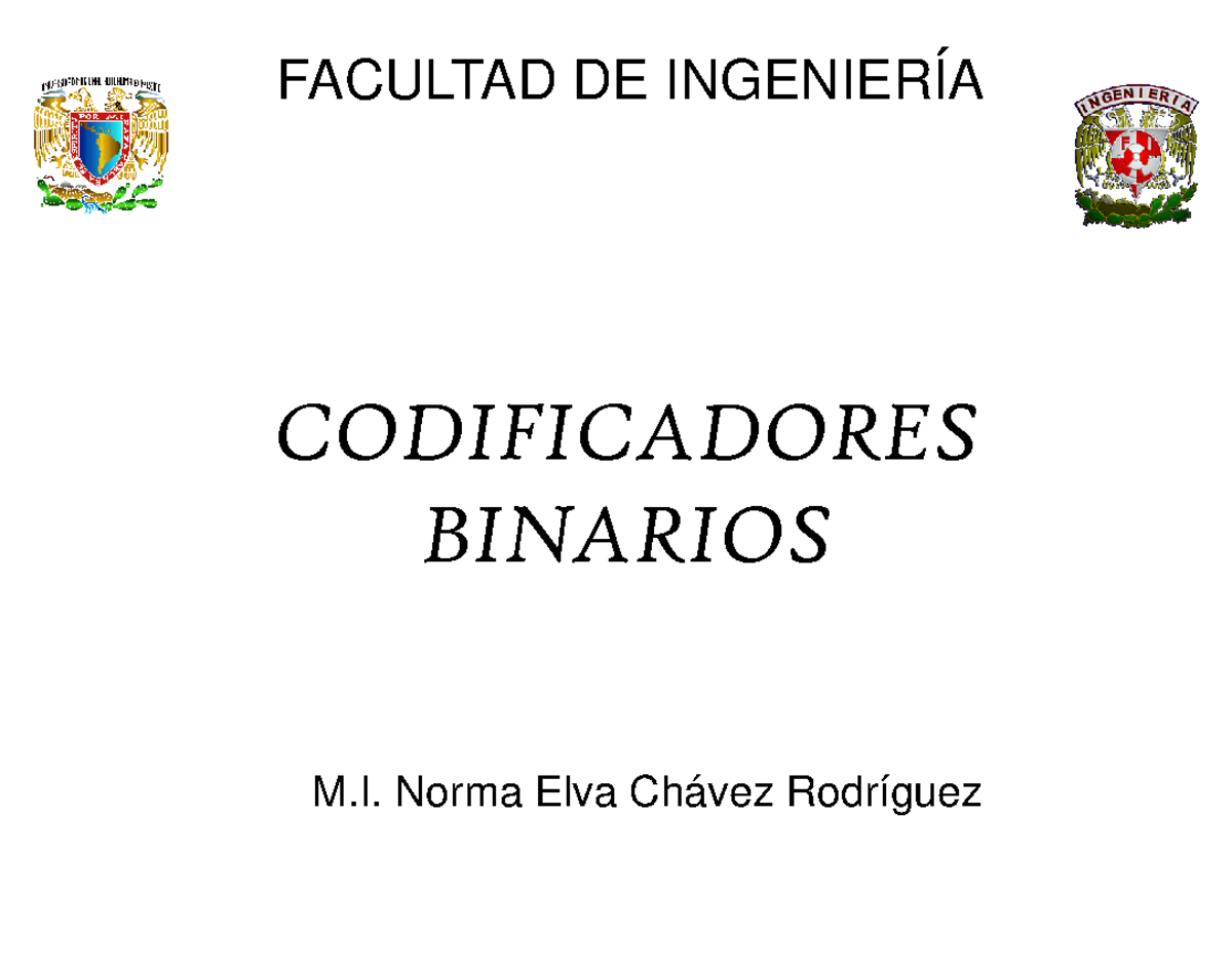 Codificadores - FACULTAD DE INGENIERÍA CODIFICADORES BINARIOS ...