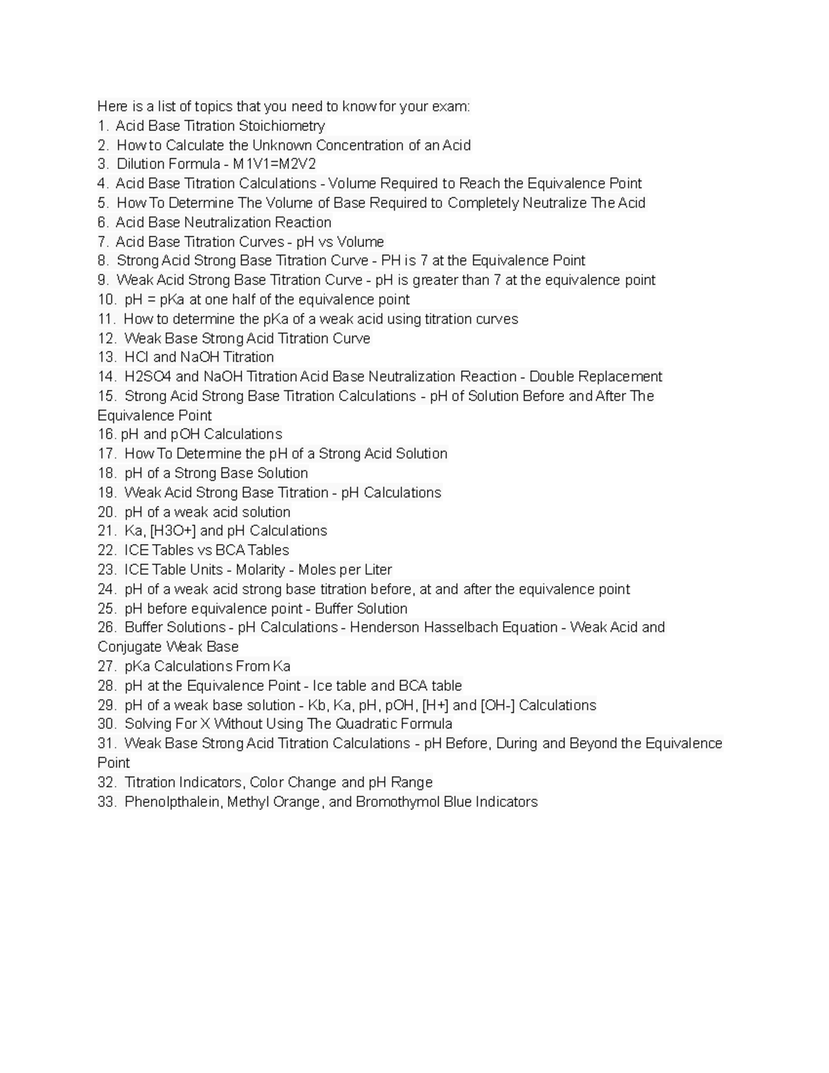 Here is a list of topics that you need to know for your exam - Studocu