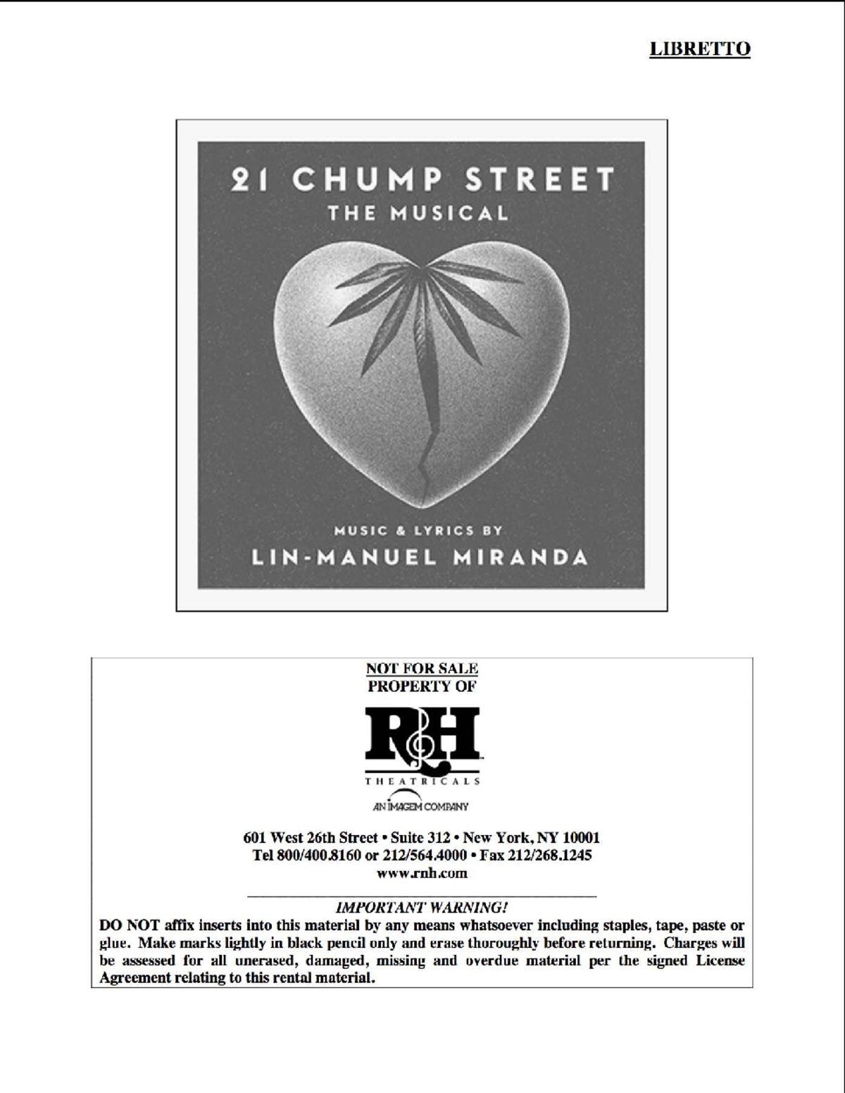 21Chump STscript - Script - LIBRETTO 21 CHUMP STREET THE MUSICAL MUSIC ...
