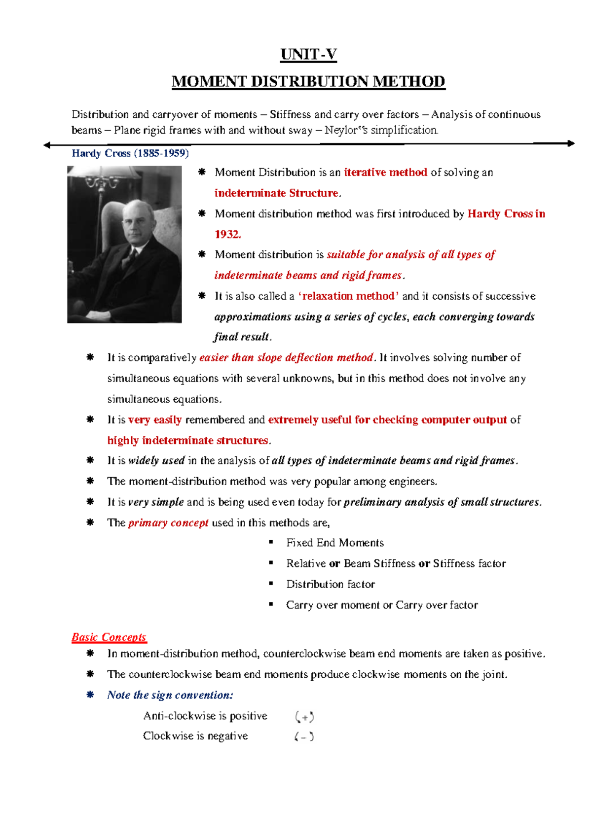 Unit v moment distribution method - UNIT-V MOMENT DISTRIBUTION METHOD ...