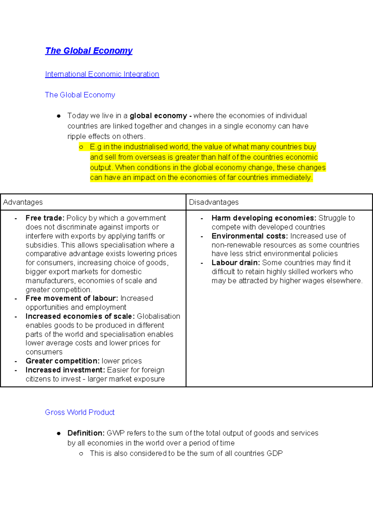 Economics Study Notes - Practise questions regarding title for mid ...