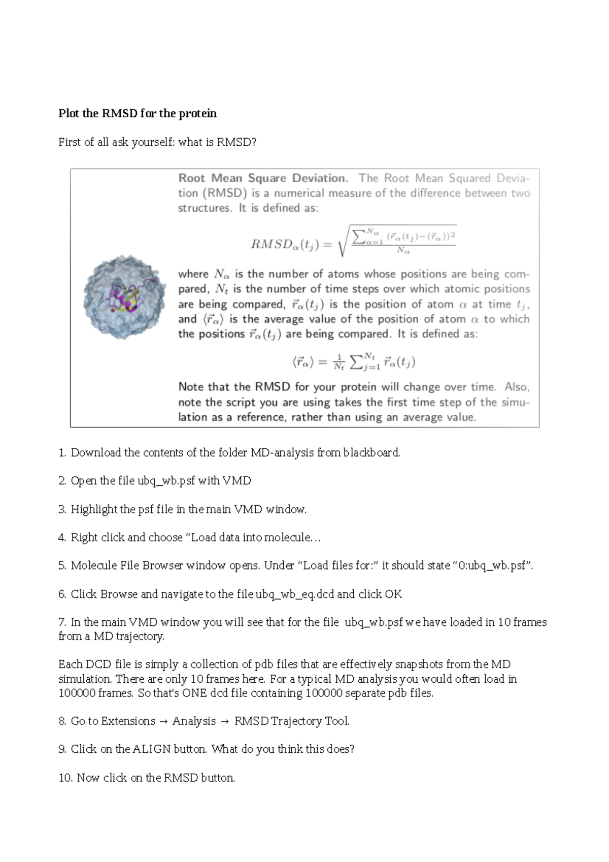 Intro bio molecular dynamics - Basic analysis of an MD Trajectory ...